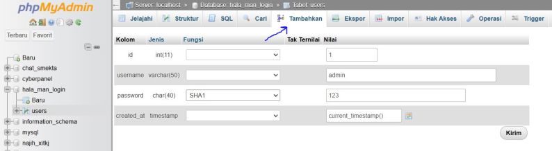 Membuat halaman login php dan mysql di CyberPanel - Dokumentasi Robie